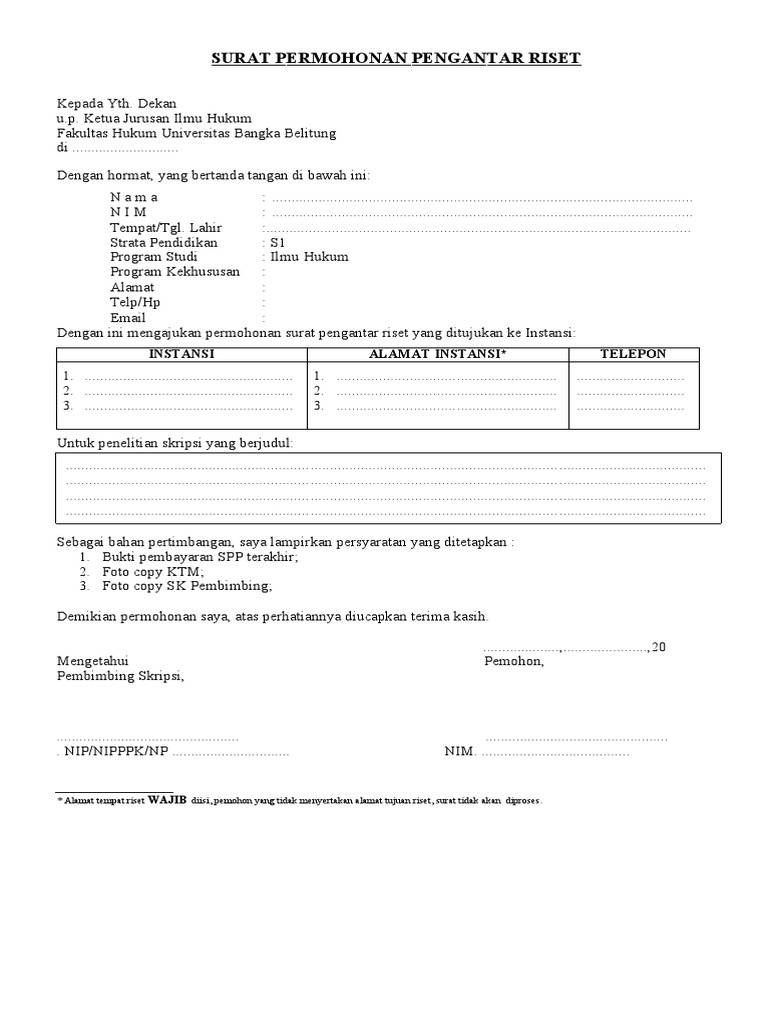 Permohonan Surat Pengantar Riset Hukum | PDF | Karier & Perkembangan | Komputer