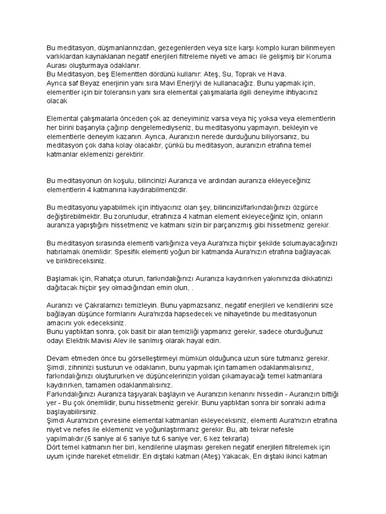 Gelişmiş Koruma, Ve Negatif Enerjilerin Filtrelenmesi (4 Element İle) | PDF