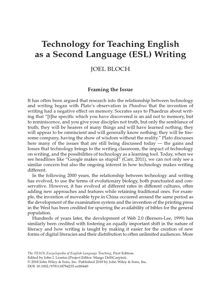 The TESOL Encyclopedia of English Language Teaching Technology For ... The TESOL Encyclopedia of English Language Teaching Technology For ...