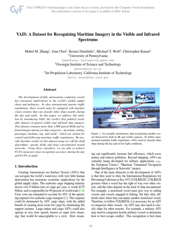 Zhang VAIS A Dataset 2015 CVPR Paper | PDF | Infrared