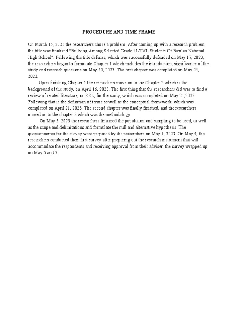 Procedure and Time Frame | PDF