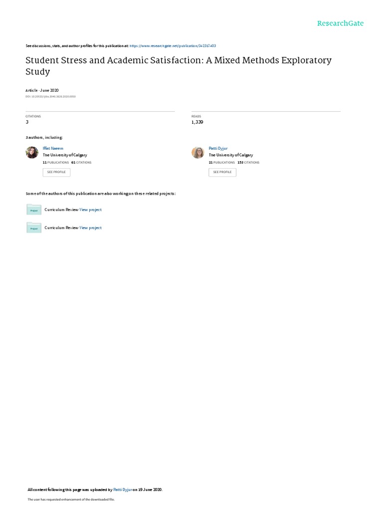 Student Stress and Academic Satisfaction | PDF | Occupational Burnout ...