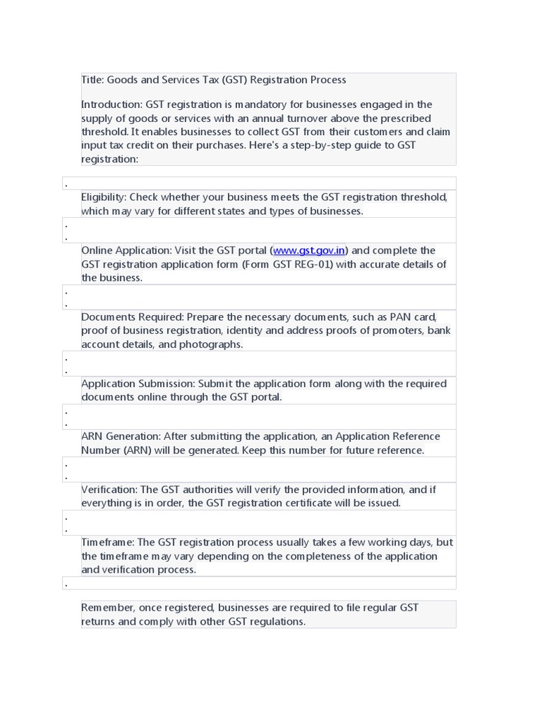 GST Registration | PDF