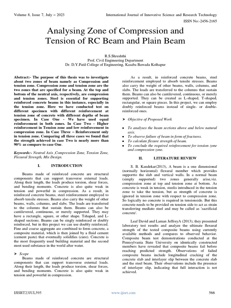 Analysing Zone of Compression and Tension of RC Beam and Plain Beam ...