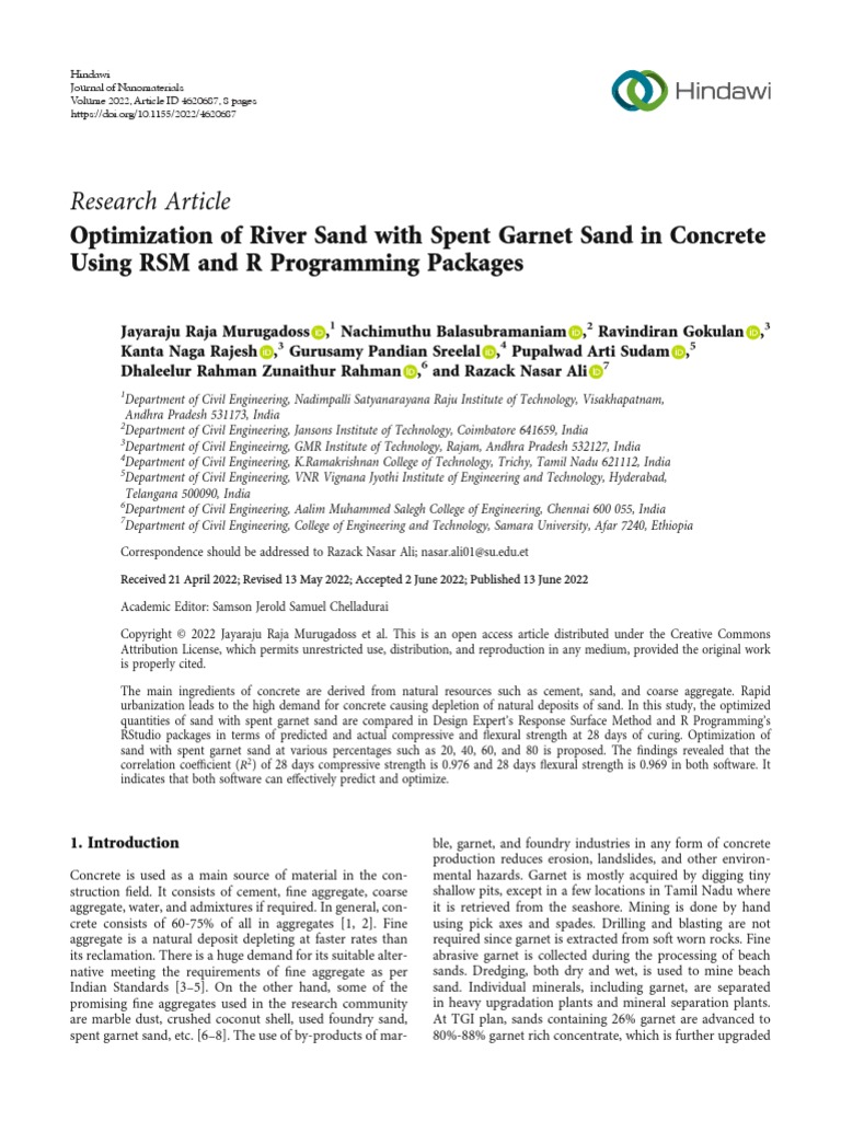 2022-Optimization of River Sand With Spent Garnet Sand in Concrete ...