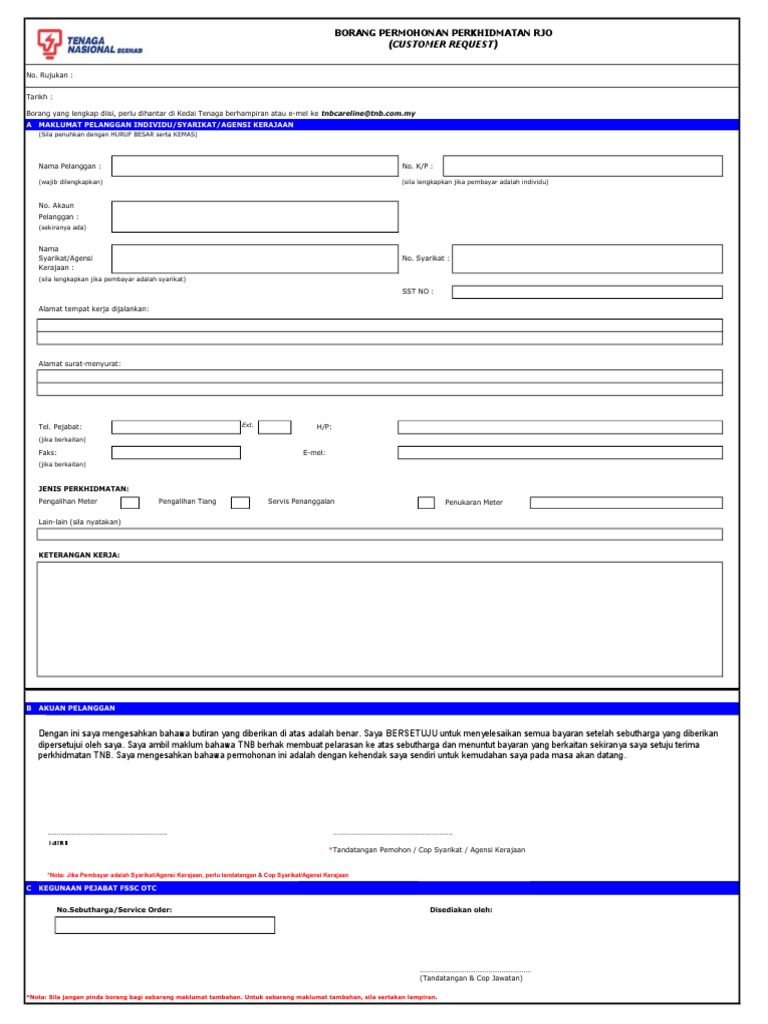 Borang Permohonan Perkhidmatan RJO 2021 | PDF