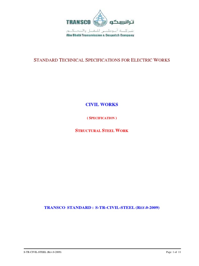 Structural Steel Work Specifications | PDF | Pipe (Fluid Conveyance ...