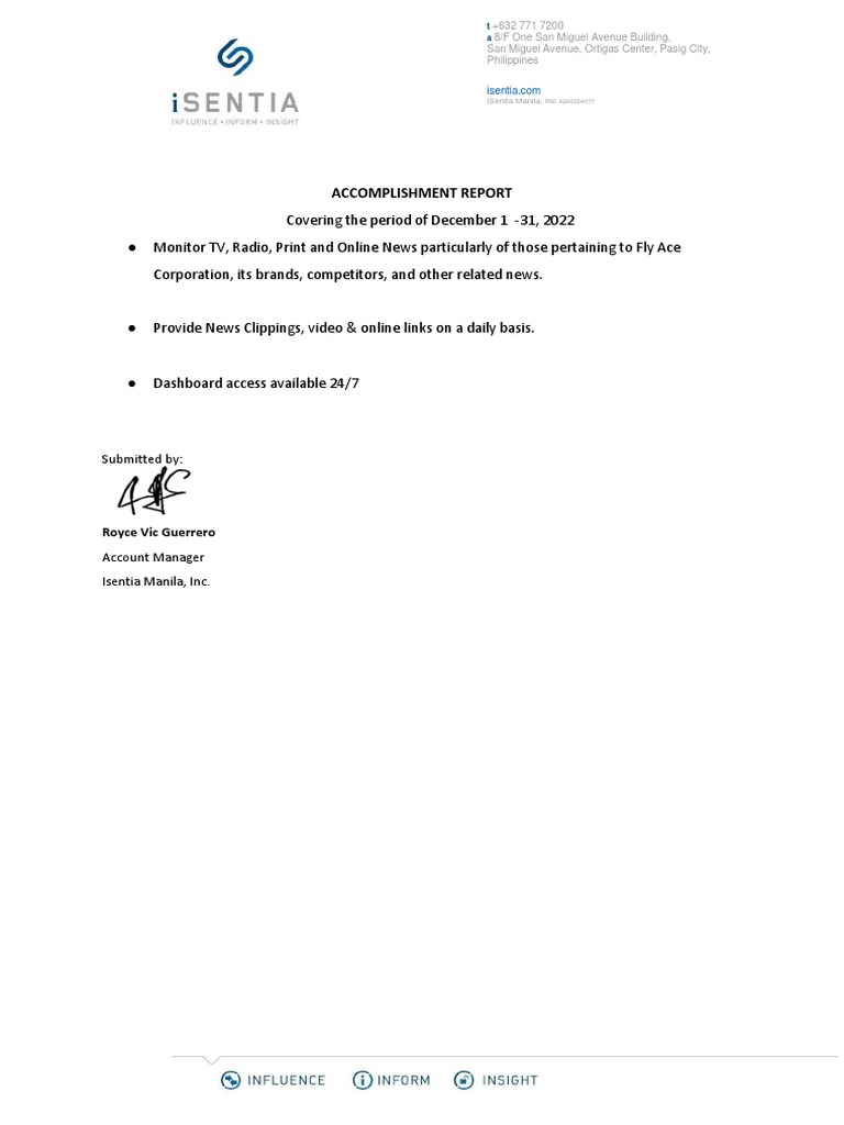 Accomplishment Report- December 2022 | PDF