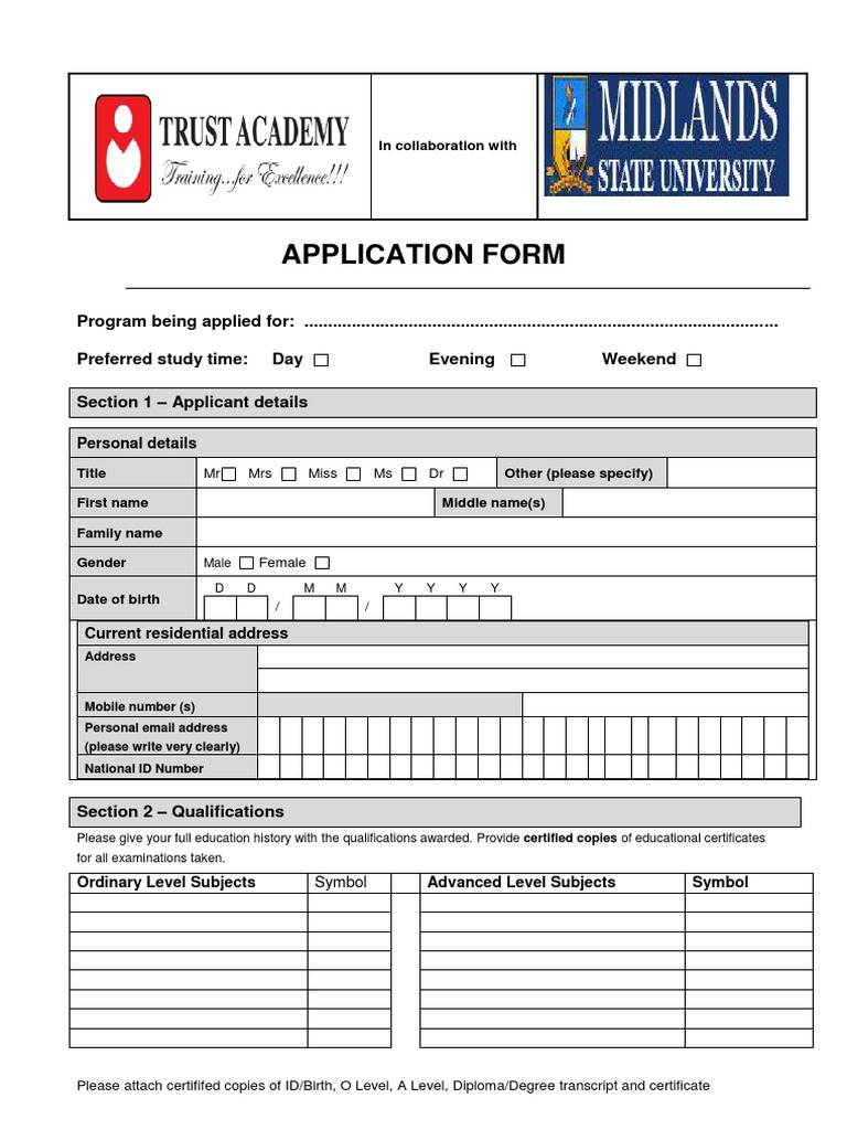 Business Application Forms | PDF | Academic Degree | Diploma