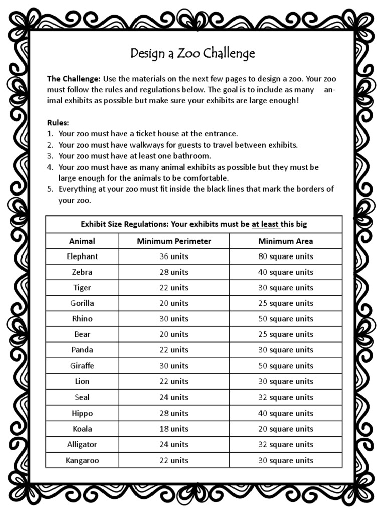 Math_Animal_DesignaZooChallenge_Area_and_Perimeter_2-5_pg | PDF | Zoo ...