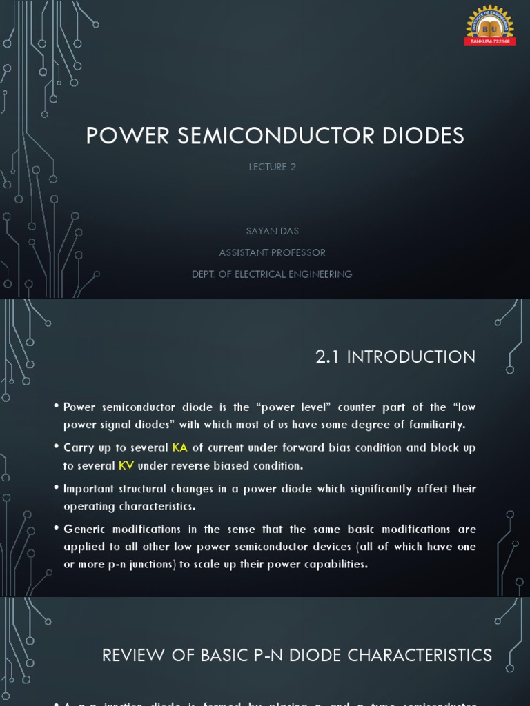 2 Power Semiconductor Diodes & BJT | PDF | P–N Junction | Diode