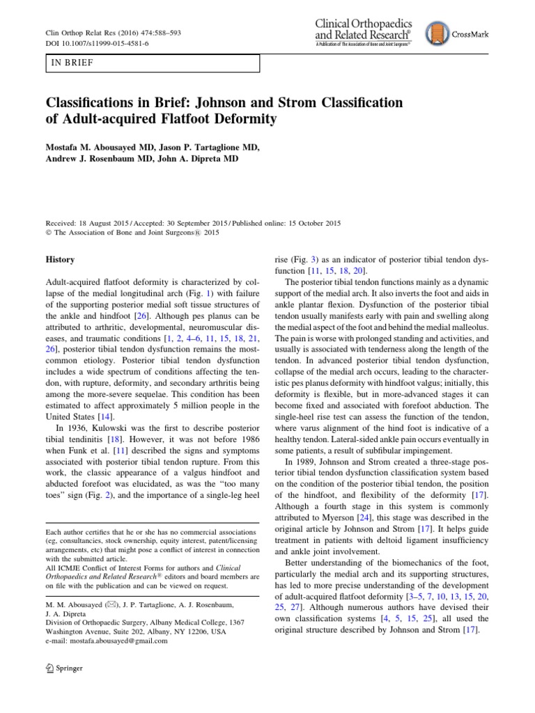 Clasificacion Pie Plano Johnson Strom | PDF | Ankle | Foot