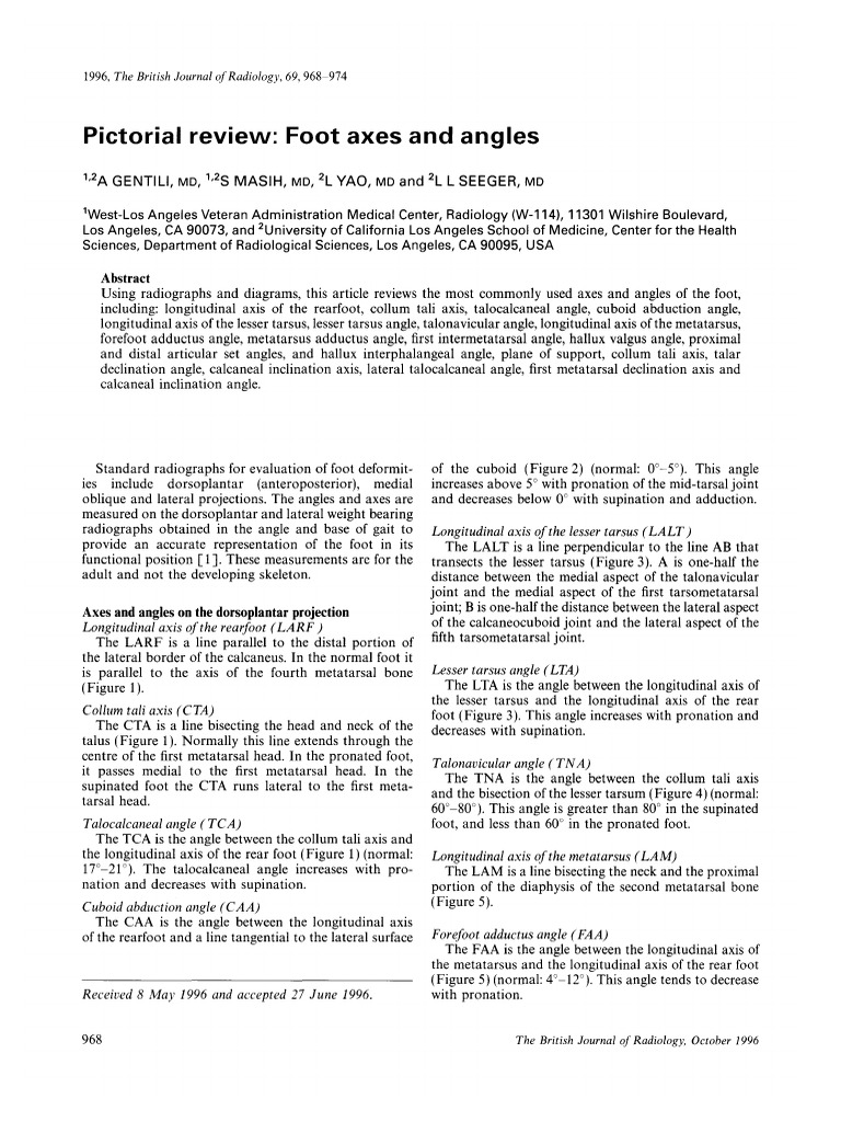 Ejes de Pie y Angulos | PDF | Foot | Musculoskeletal System