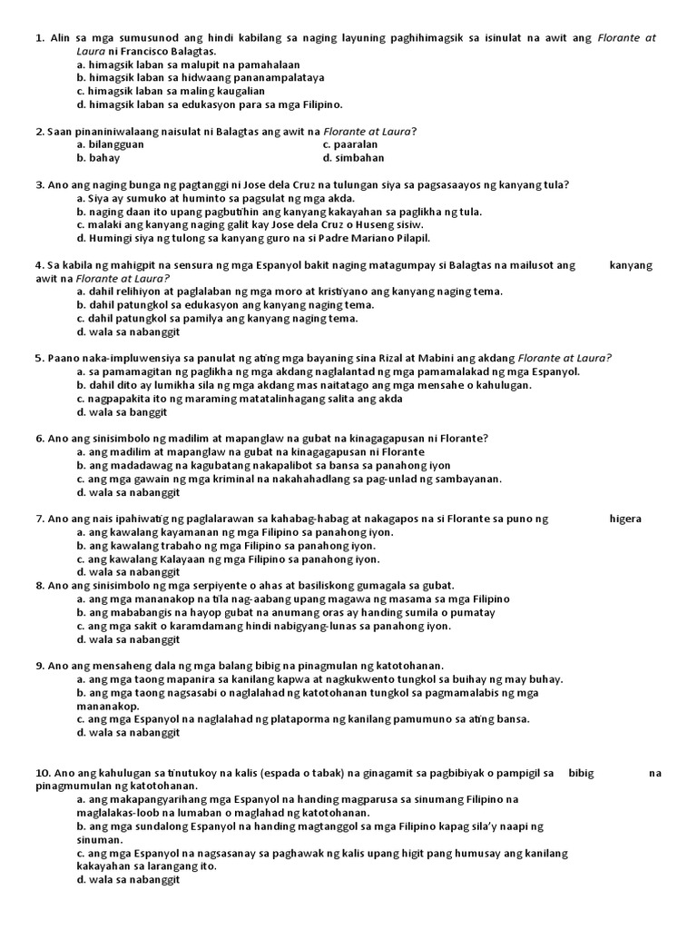 Filipino Test Reviewer | PDF