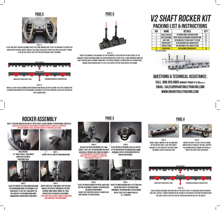 V2 Shaft Rocker Kit Installation Guide | PDF | Bearing (Mechanical ...