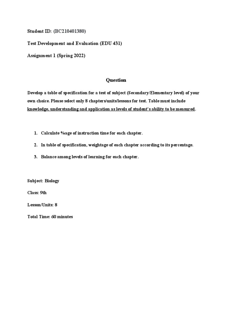 Edu 431 Assignment | PDF