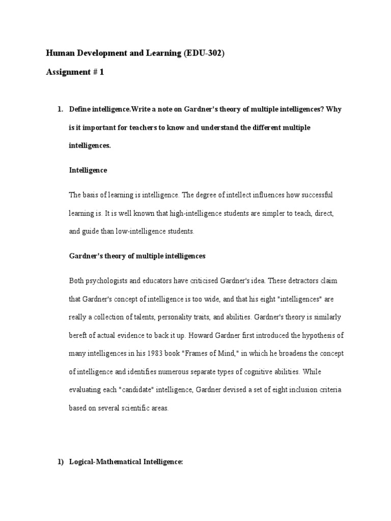 Edu 302 | Download Free PDF | Intelligence | Behavioural Sciences