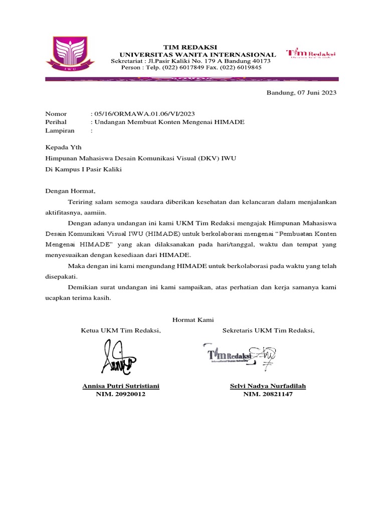 05 - Surat Undangan Kolaborasi Timred X Himade | PDF | Seni