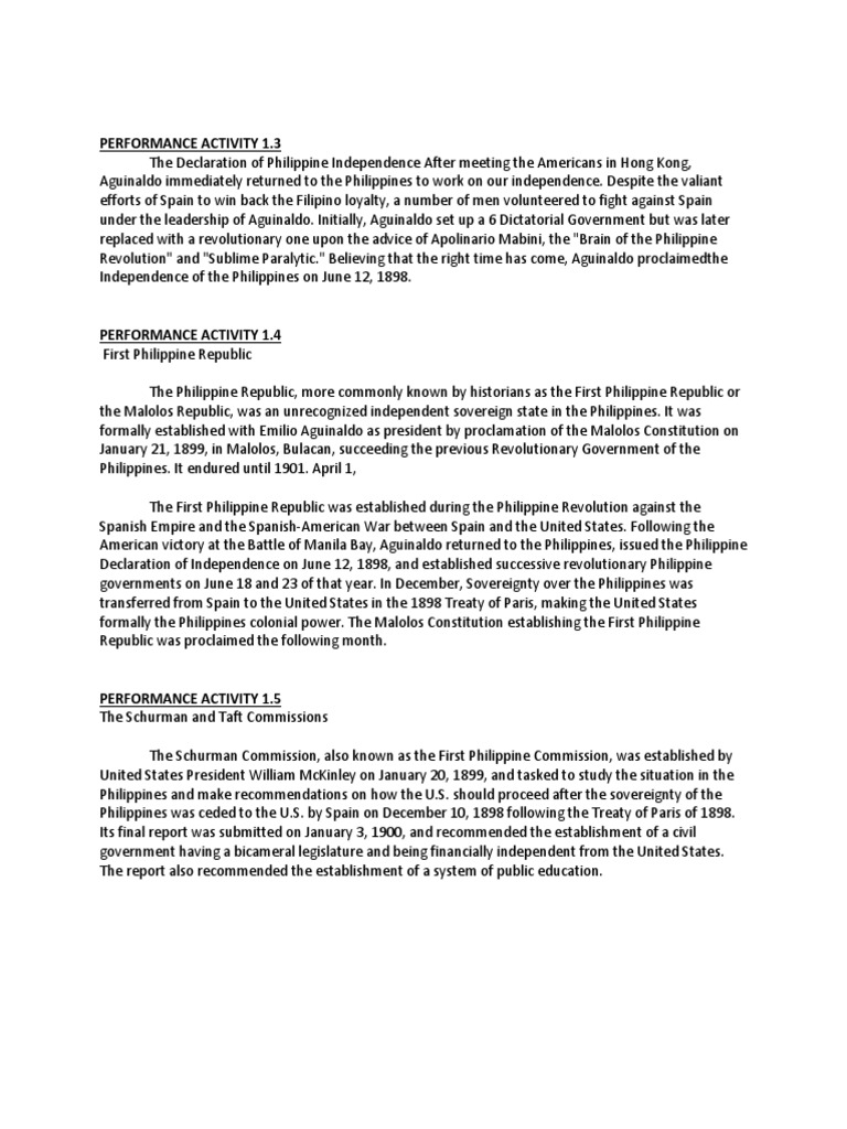 Performance Activity 1.4 - 1.12 | PDF | Philippines | Government