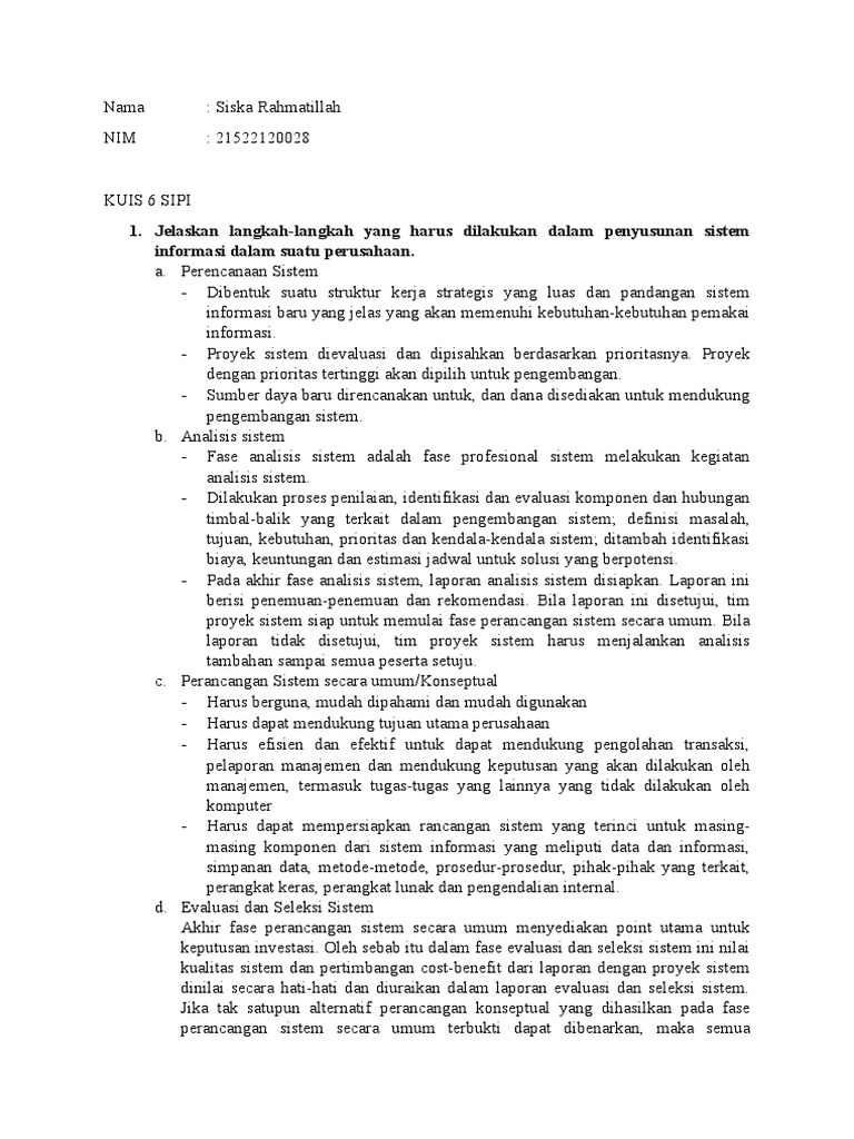 KUIS 6 SIPI - Siska Rahmatillah | PDF