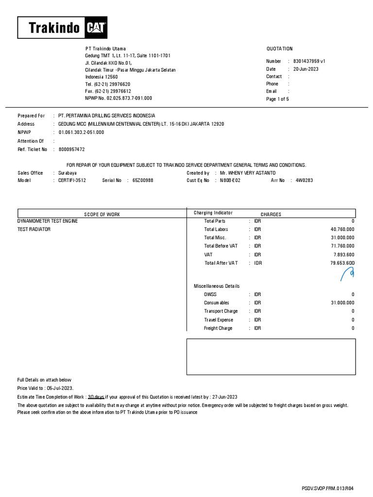 Penawaran TA 2 Dan Dyno - Edited | PDF | Banking | Payments