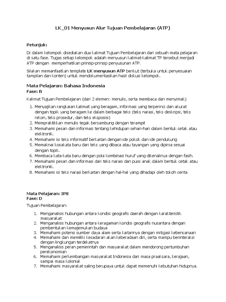 LK - 01 Menyusun ATP | PDF