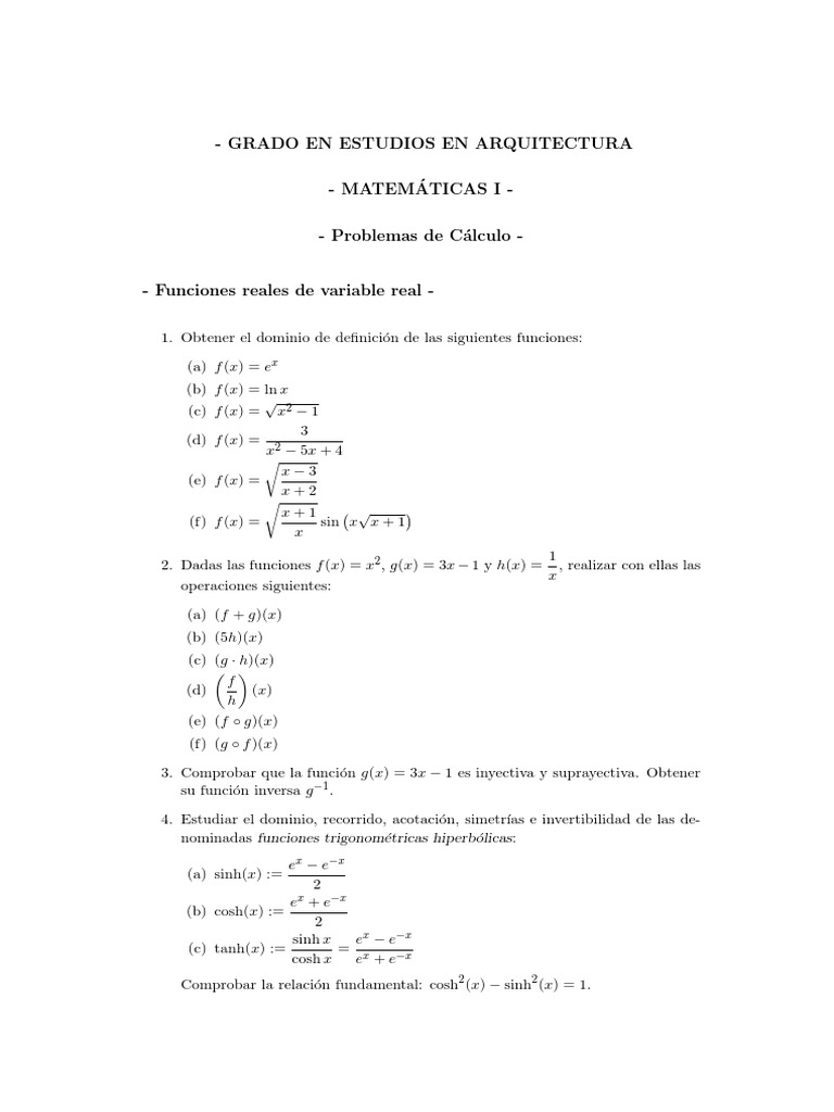 Cálculo. Funciones Reales de Variable Real | PDF | Relaciones ...