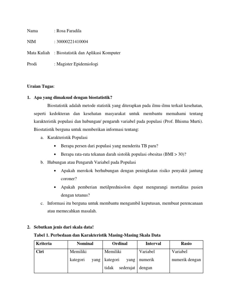Jenis-Jenis Skala Data dalam Biostatistik | PDF