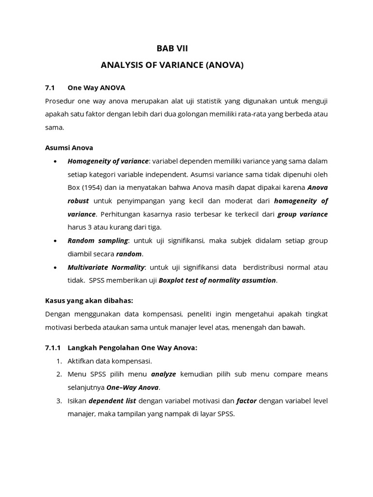 Analysis of Variance (ANOVA) | PDF