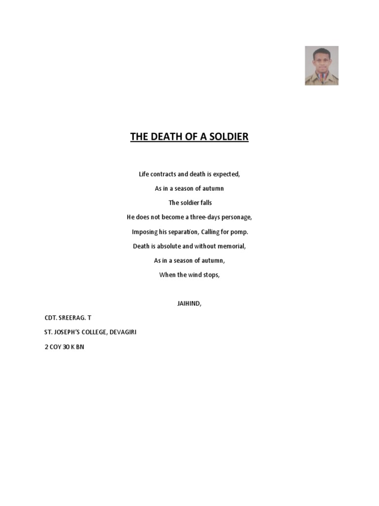The Death of a Soldier Poem Analysis | PDF