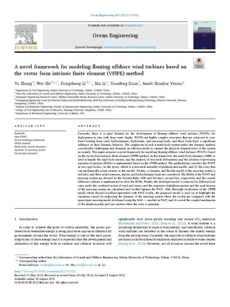 A Novel Framework For Modeling Floating Offshore Wind Turbines Based On ...