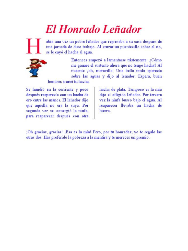 El Honrado Leñador y su Recompensa | PDF | Poesía