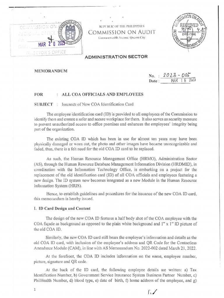 COA Administration Sector Memorandum No. 2023 005 Dated March 16 2023 | PDF