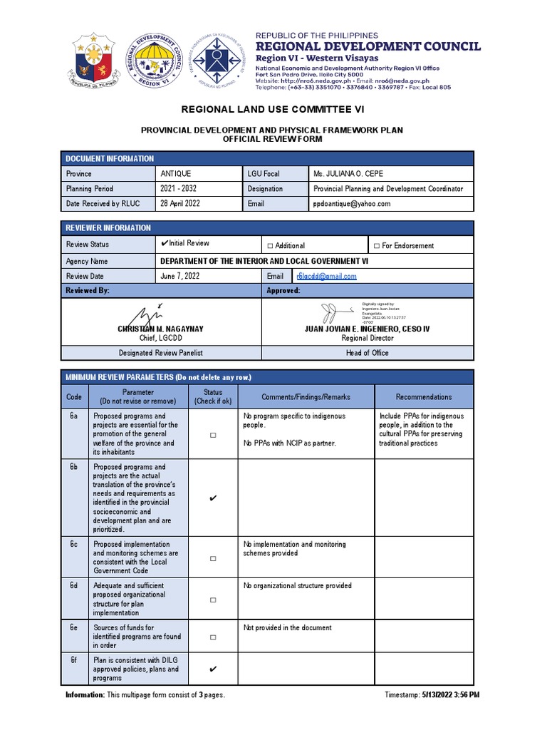 Antique PDPFP - InitialRev - DILG | PDF