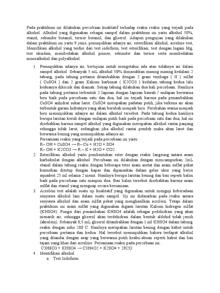 Pembahasan Reaksi Alkohol Pdf