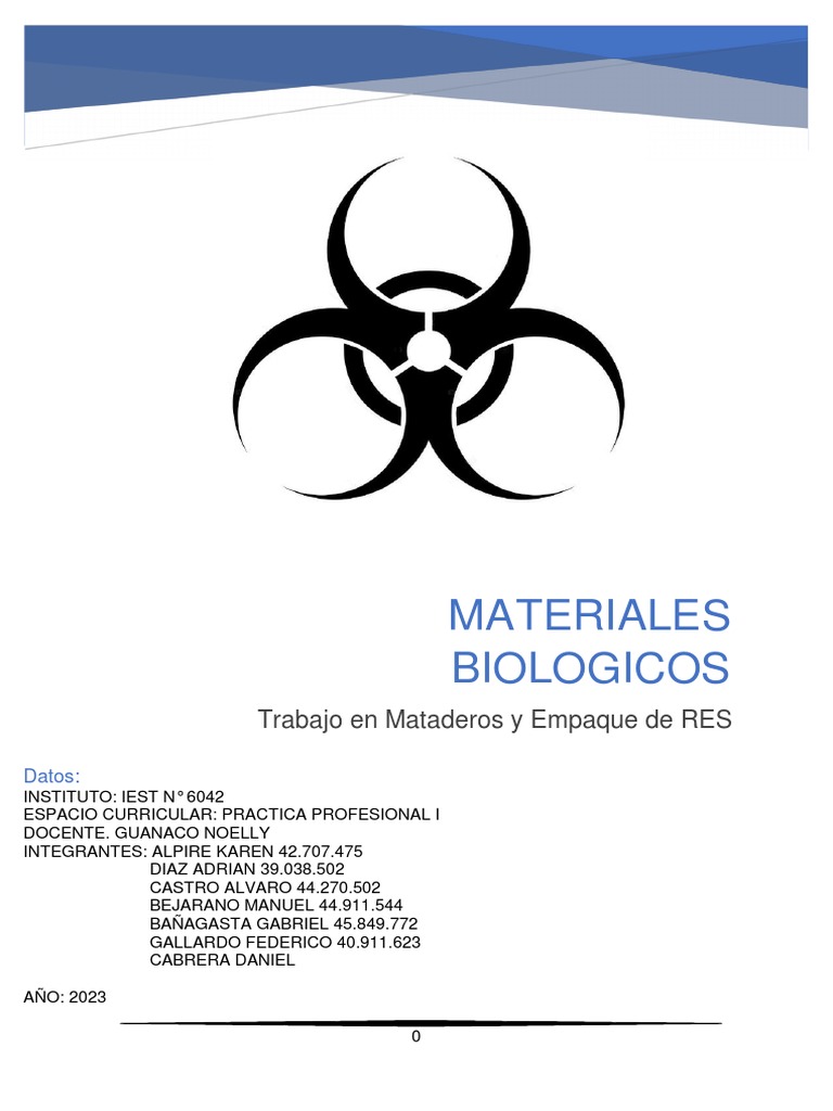 Materiales Biologicos - Practica Professional | PDF | Carne | Matadero