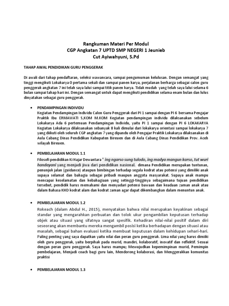 Rangkuman Materi Per Modul | PDF | Karier & Perkembangan