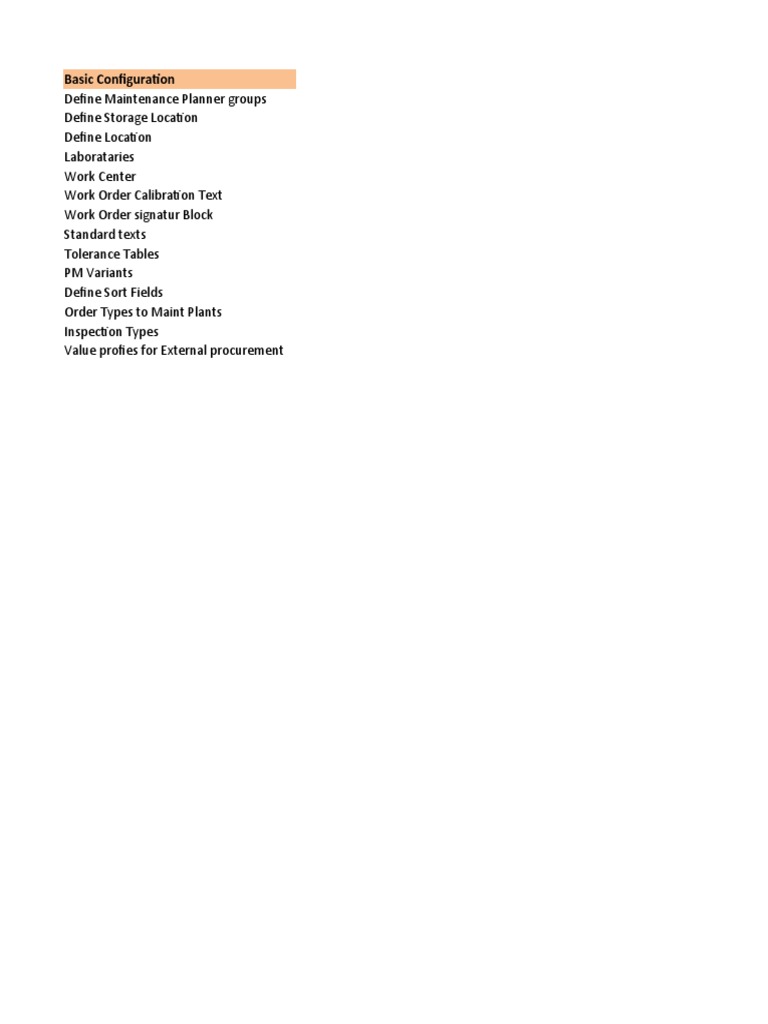 Basic Config Items of EAM & PM | PDF