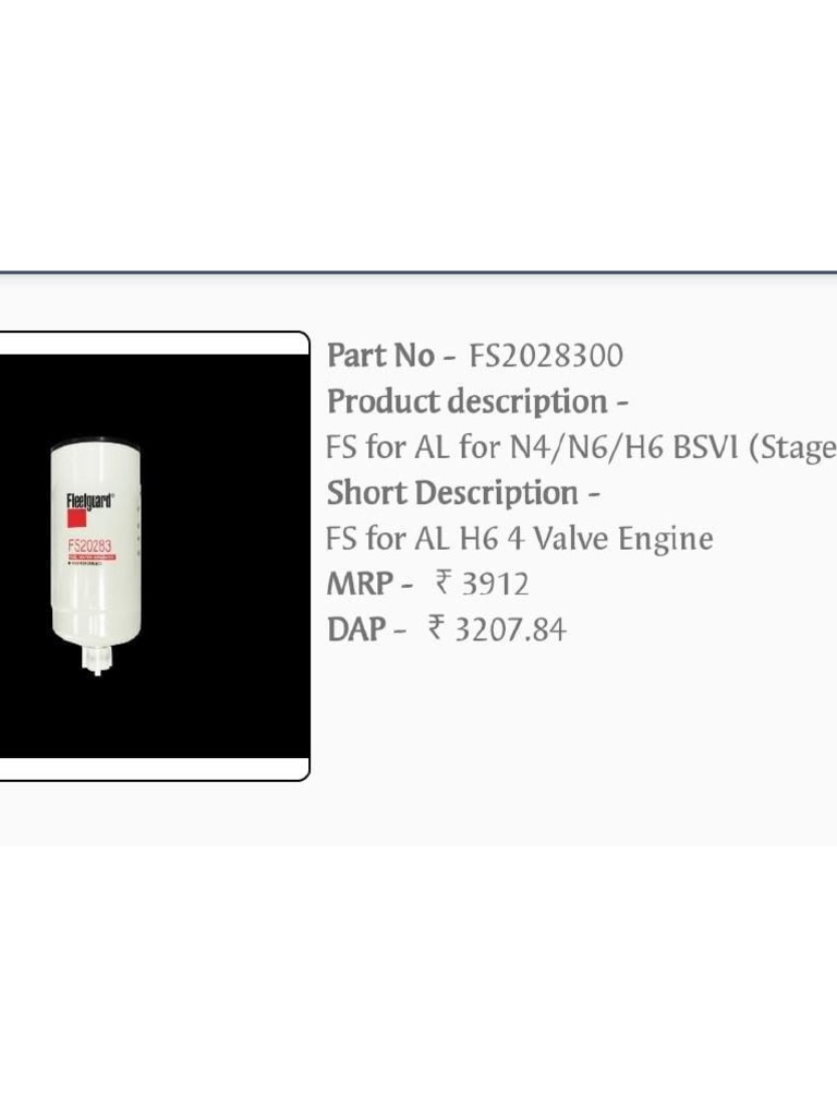 FS 20283 Fleetguard | PDF