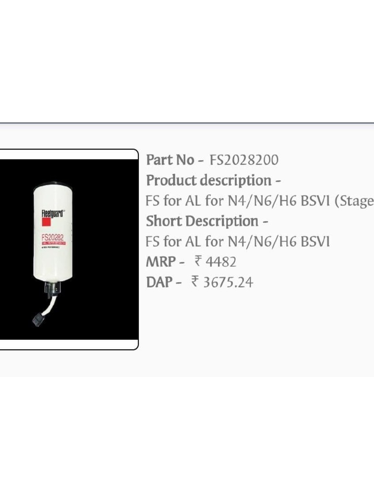 FS20282 Fleetguard | PDF