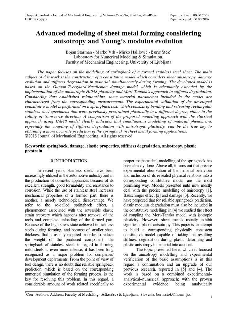 Advanced Modeling of Sheet Metal Forming Considering Anisotropy and ...