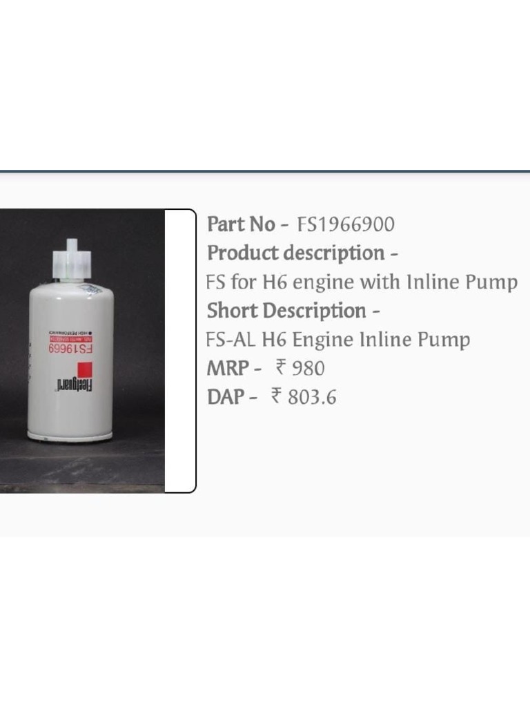 FS19669 Fleetguard | PDF