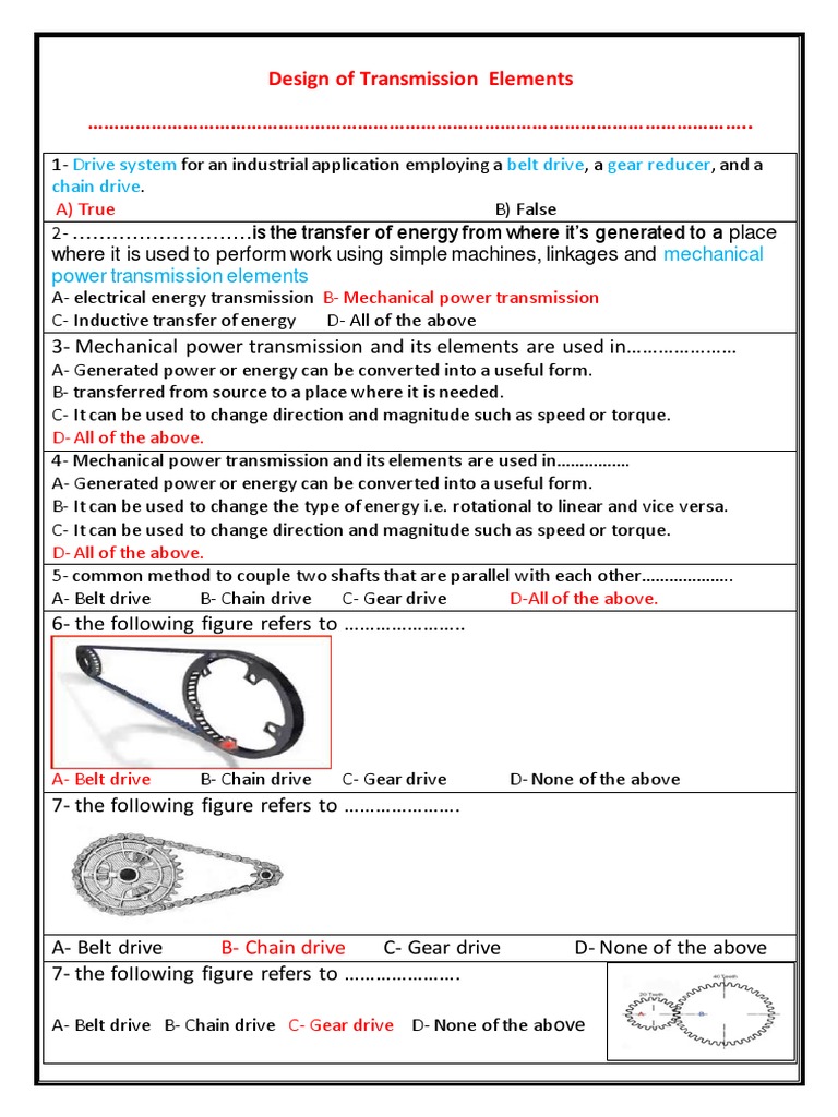 Design II - MCQ Test Bank | PDF | Belt (Mechanical) | Mechanical ...