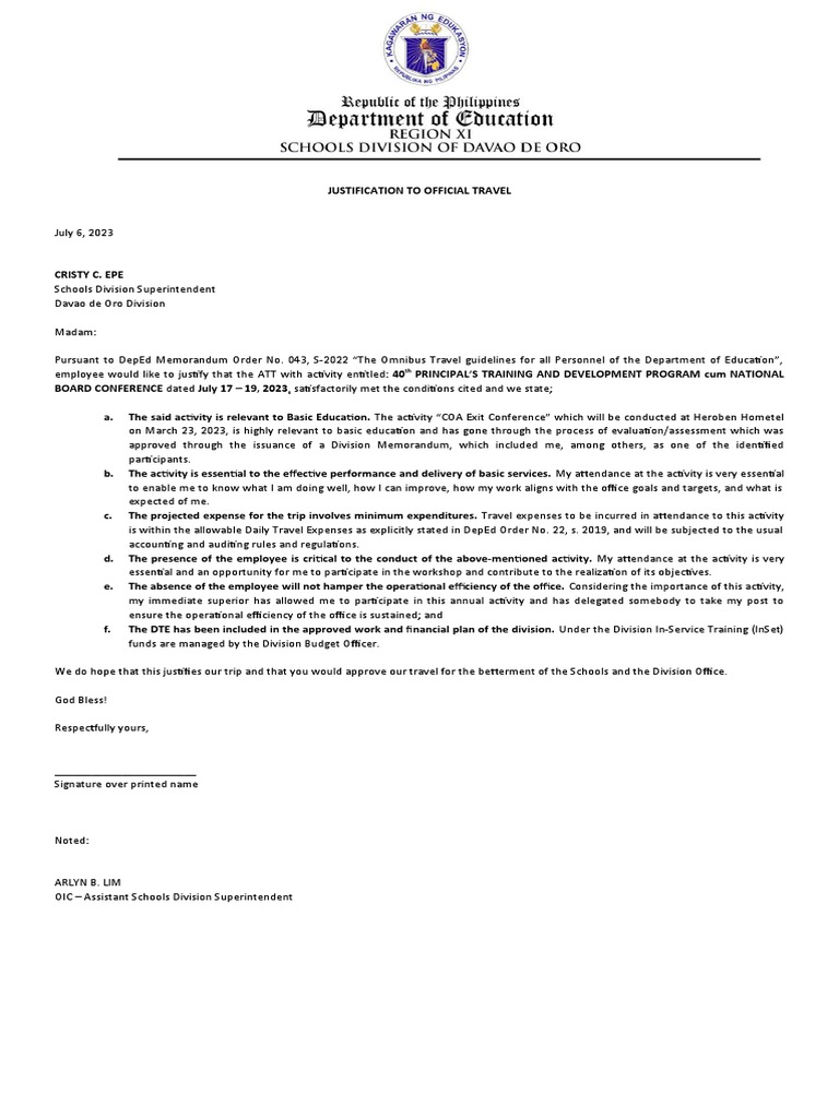 Justification ON LOCAL TRAVEL | PDF | Economies | Business