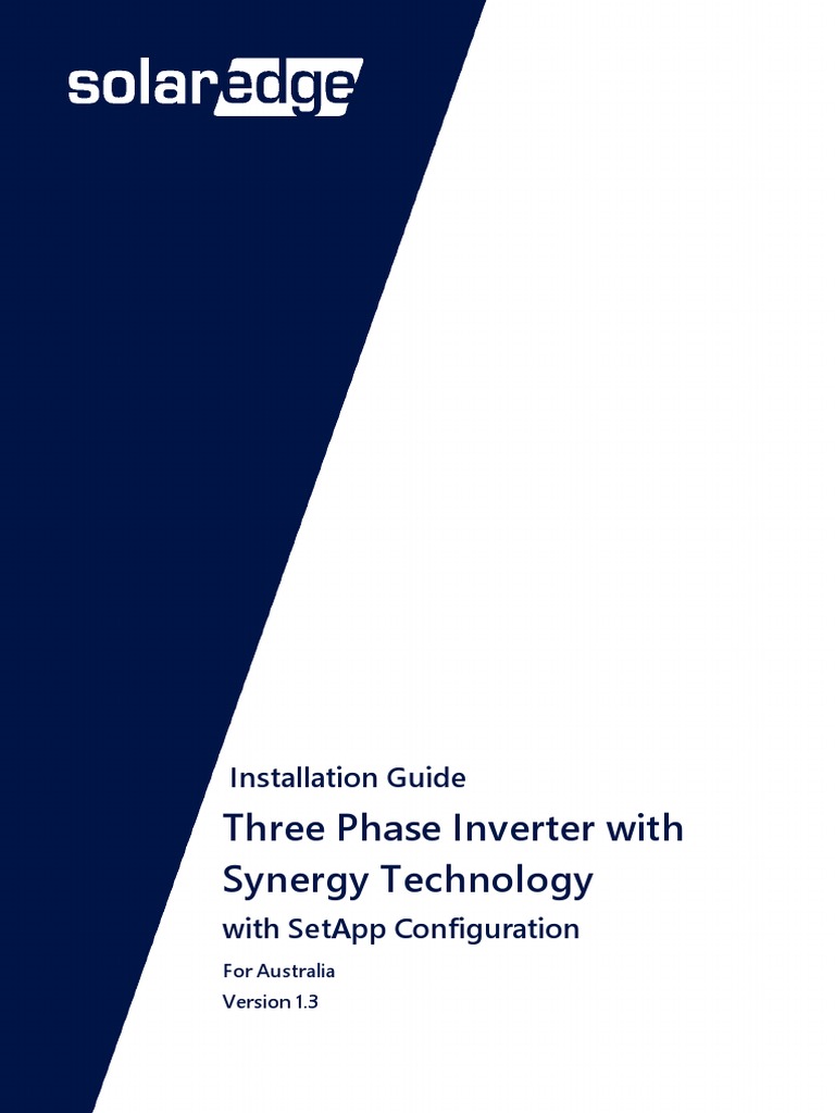 Se Three Phase Inverter With Synergy Technology Installation Guide Aus ...