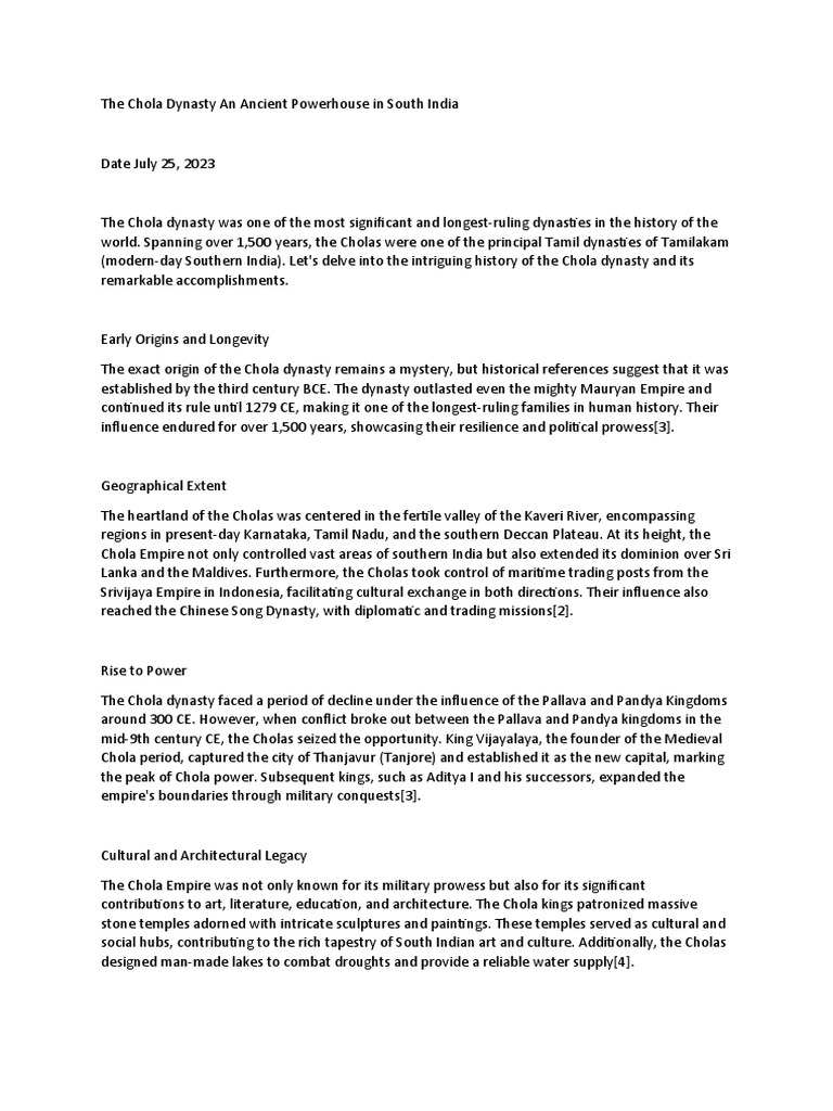 Chola Dynasty: South India's Ancient Power | PDF | South India | South Asia