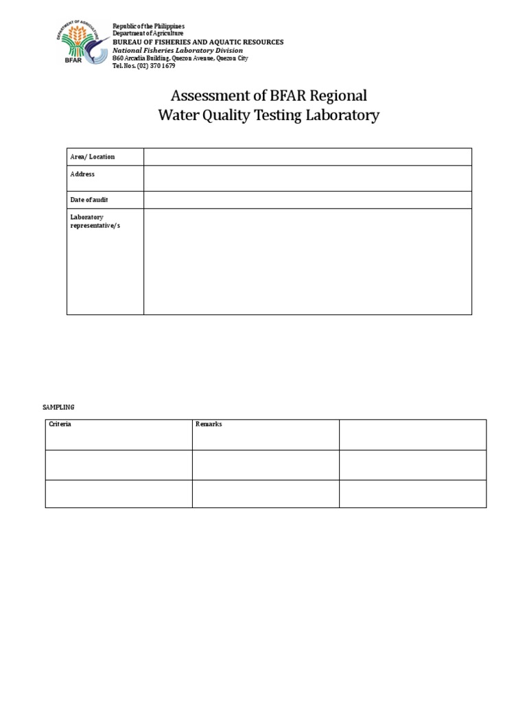 BFAR Water Quality Lab Audit | PDF | Science & Mathematics