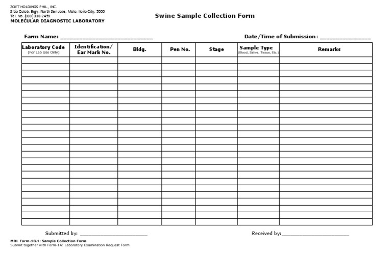 Laboratory Sample Collection Form - Swine-5 | PDF | Science & Mathematics