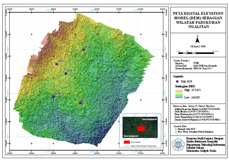 Peta Digital Elevation Model (Dem) Sebagian Wilayah Padukuhan Ngaliyan | PDF