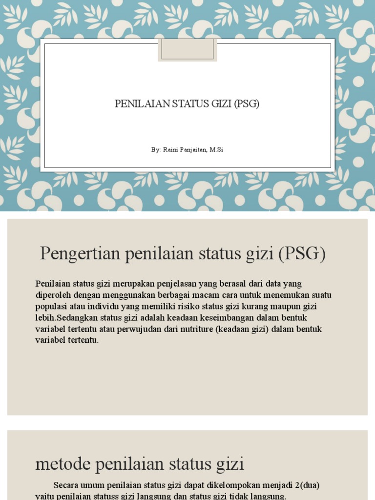 Penilaian Status Gizi | PDF | Pengembangan Diri | Kesehatan Holistik